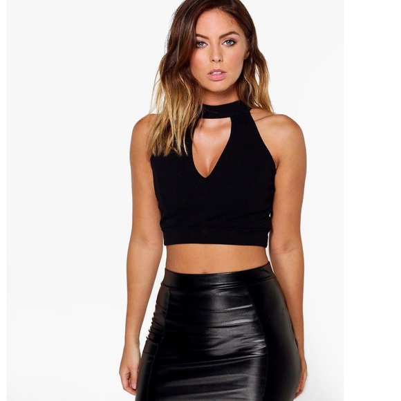 Boohoo | Tops | Emily Cut Out Scuba Top Black Nwt | Poshmark